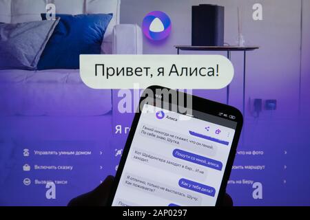 Alice (Alisa) virtual voice assistant developed by Yandex Stock Photo ...