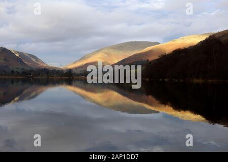 Grasmere and Dunmail Raise, English Lake district in winter with full ...