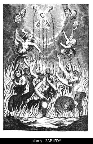 An old vintage engraved illustration showing the four races of men as ...