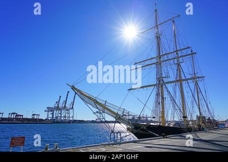 Tall ship STS Leeuwin II entering Fremantle Harbour, Western Australia ...