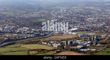 View over the town Colchester Essex aerial view Stock Photo - Alamy