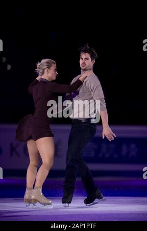Madison Hubbell and Zachary Donohue perform during the rhythm dance ...
