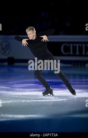 Daniel Grassl of Italy performs in the men's short program at the Cup ...