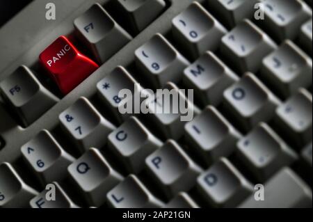 A red panic button displayed on a computer keyboard Stock Photo - Alamy