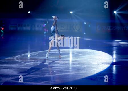 Alina Zagitova from Russia performs her exhibition program during 2018 ...