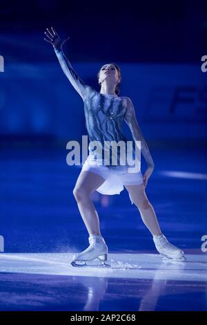 Alina Zagitova from Russia performs her exhibition program during 2018 ...