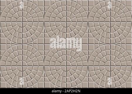 Seamless texture of circle street tiles pavement. Repeating pattern of ...