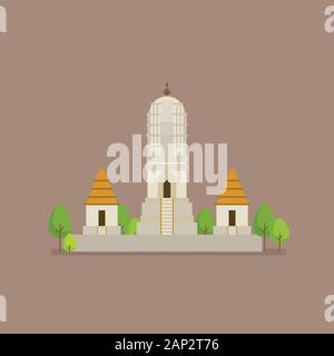 Historical ancient white temple vector illustration. world heritage ...