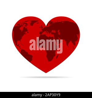 world map in heart shape Stock Vector Image & Art - Alamy