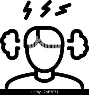 Angry person line icon. Steam is coming out from ears. Frustration ...