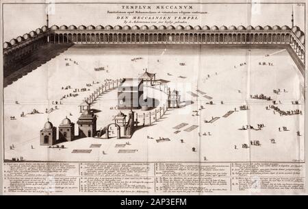 The Kaaba in Mecca, Saudi Arabia, historic woodcut, 1870 Stock Photo ...