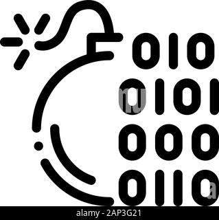 Binary Code Bomb Icon Vector Outline Illustration Stock Vector Image ...