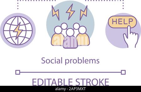 Antisocial behavior concept icon. Rude, violent behaviour idea thin ...