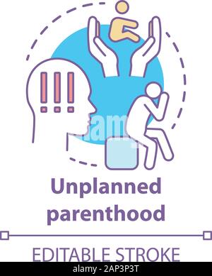 Unplanned parenthood concept icon. Single parenthood idea thin line ...