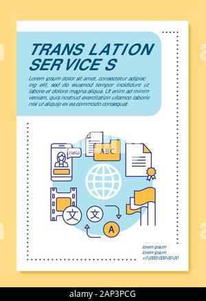 Translation services brochure template layout. Foreign language ...