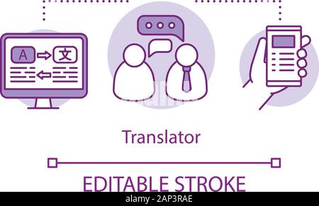 Translation services concept icon. Foreign language interpretation idea ...