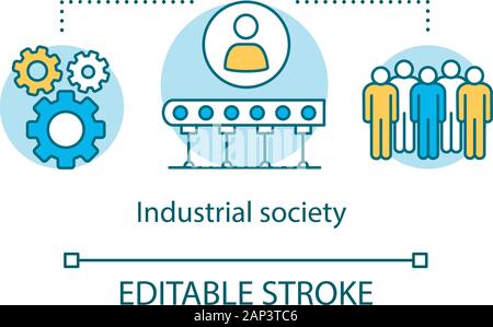 Industrial society concept icon. Mass production technology idea thin ...