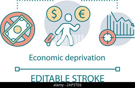 Economic deprivation concept icon. Poverty & financial loss, money lack ...
