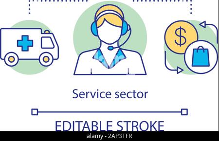 Tertiary sector concept icon. Business produce services idea thin line ...