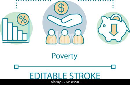 Economic deprivation concept icon. Poverty & financial loss, money lack ...