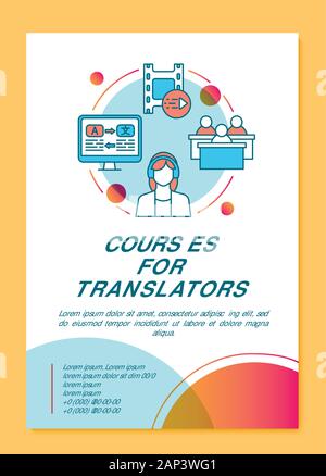 Courses for translators brochure template layout. Interpretation. Flyer ...