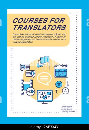 Courses for translators brochure template layout. Interpretation. Flyer ...