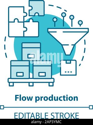 Flow production blue concept icon. Continuous-flow manufacturing idea ...