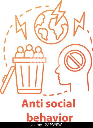 Anti-social behaviour linear icon. Harassment, bully. Teenager ...