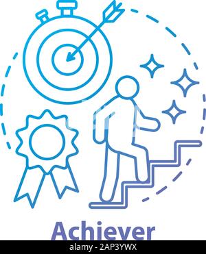 Achiever concept icon. Successful person idea thin line illustration ...
