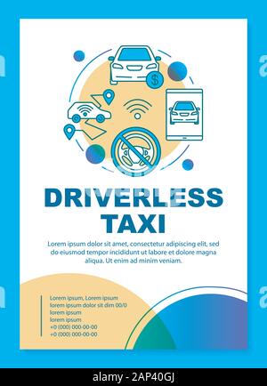 Self-driving car brochure template layout. Driverless vehicle. Flyer ...
