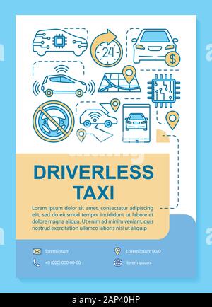 Self-driving car brochure template layout. Driverless vehicle. Flyer ...