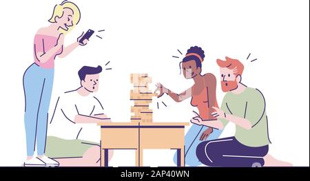 People play Jenga vector linear Stock Vector Image & Art - Alamy