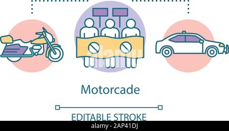 Motorcade concept icon. Vehicles procession idea thin line illustration ...