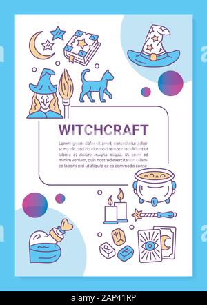 Witchcraft brochure template layout. Alchemy and occultism yellow flyer ...