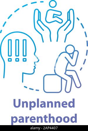 Unplanned parenthood concept icon. Single parenthood idea thin line ...