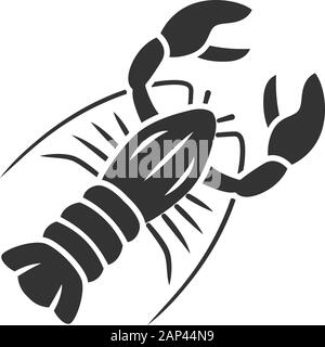Crayfish glyph icon. Underwater sea animals, lobster. Healthy nutrition ...