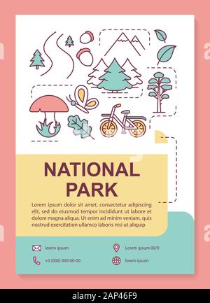 National park brochure template layout. Forest reserve. Flyer, booklet ...