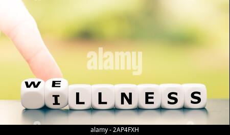 Wellness or illness symbol. Concept words Wellness and Illness on ...