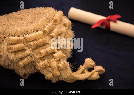 Wig as worn by some judges and barristers in England and Wales, also ...