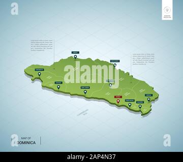 Vector map Roseau. Isolated vector Illustration. Black on White ...