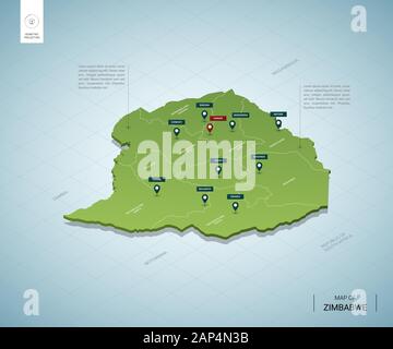 Zimbabwe vector map. Editable template with regions, cities, red pins ...