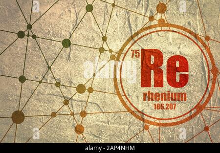 Rhenium Re chemical element. Rhenium Sign with atomic number. Chemical ...