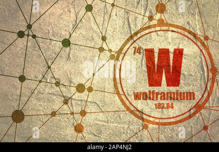 Tungsten W chemical element. Tungsten Sign with atomic number. Chemical ...