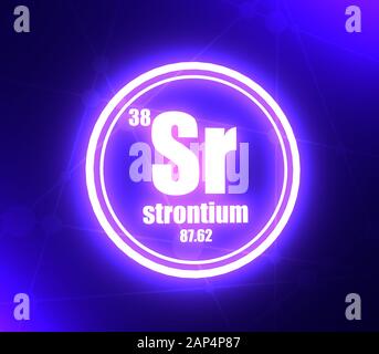 Strontium chemical element, Sign with atomic number and atomic weight ...