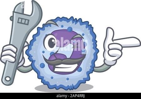 Smart Mechanic monocyte cell cartoon character design Stock Vector ...