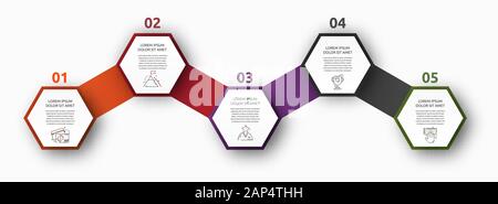 Vector infographic with 6 hexagons. Used for six diagrams, graph ...