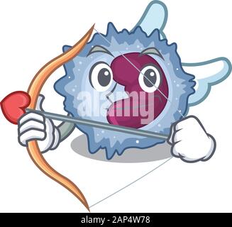 Romantic lymphocyte cell Cupid cartoon character with arrow and wings ...