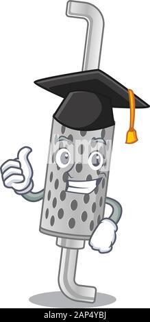 happy and proud of exhaust pipe wearing a black Graduation hat Stock ...