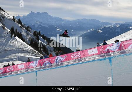 Ruka Hirano, of Japan, competes during the men's World Cup snowboard ...