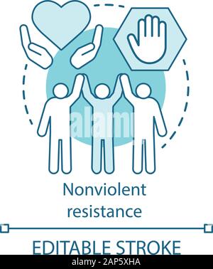Nonviolent resistance concept icon. Peaceful political protest, public ...